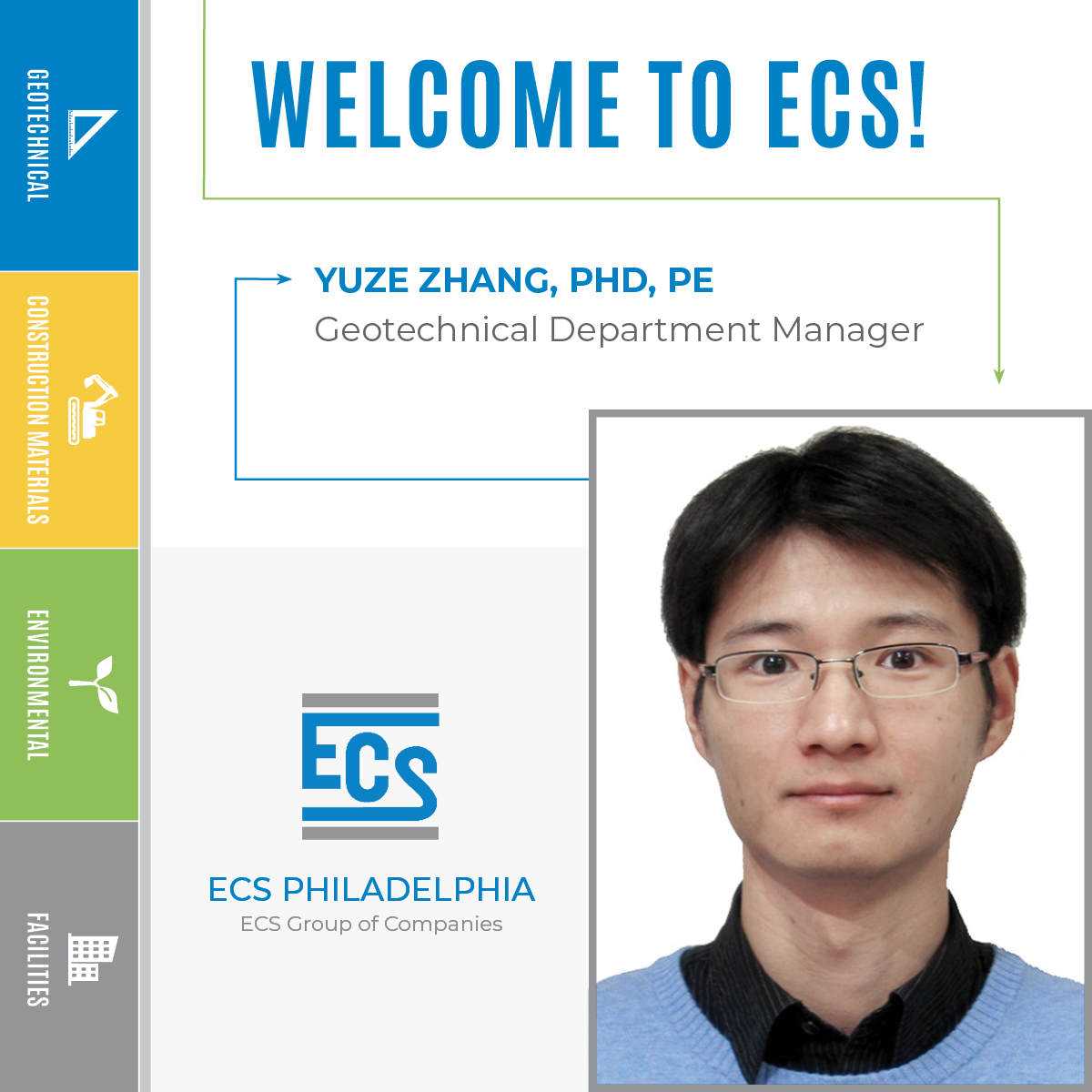 Yuze Zhang Joins ECS As Geotechnical Department Manager